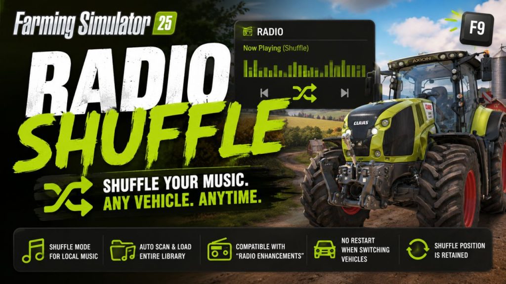 FS25 Radio Shuffle V2.2.0.0 - FS25 Mody | FS22 Mody